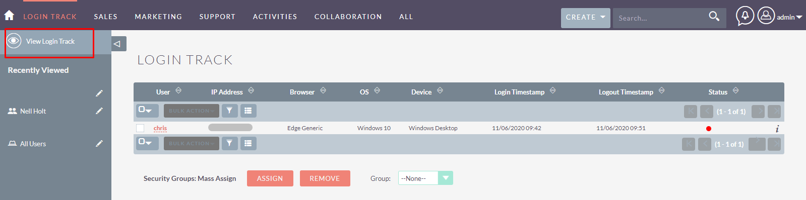 Login Track | SuiteCRM Module